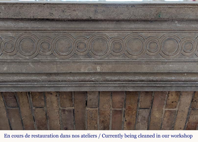 Louis XVI style mantel with half-columns and Greek frieze carved in ...