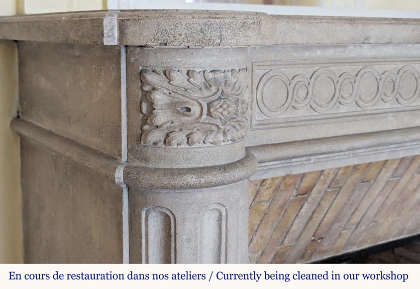 Louis XVI style mantel with half-columns and Greek frieze carved in ...