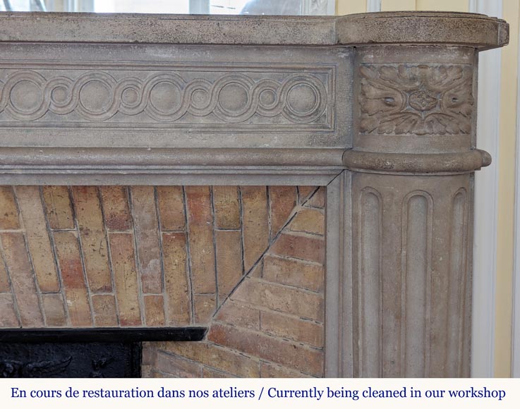 Louis XVI style mantel with half-columns and Greek frieze carved in ...