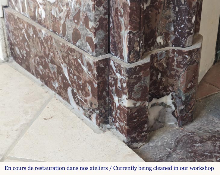 Louis XIV style mantel in Rouge de Rance marble adorned with bronze ...