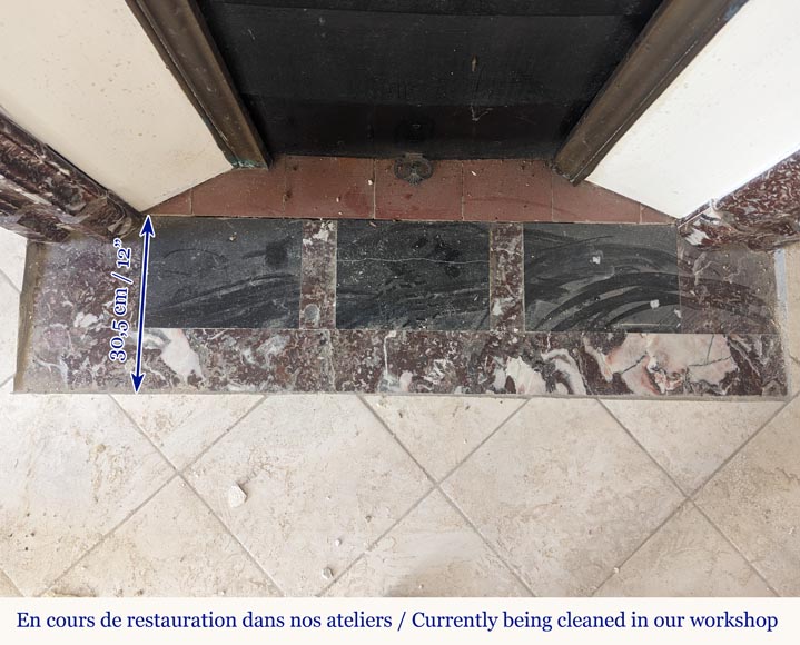 Louis XIV style mantel in Rouge de Rance marble adorned with bronze ...