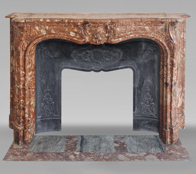 Louis XV style red marble mantel with curved sides and shell flowers ...