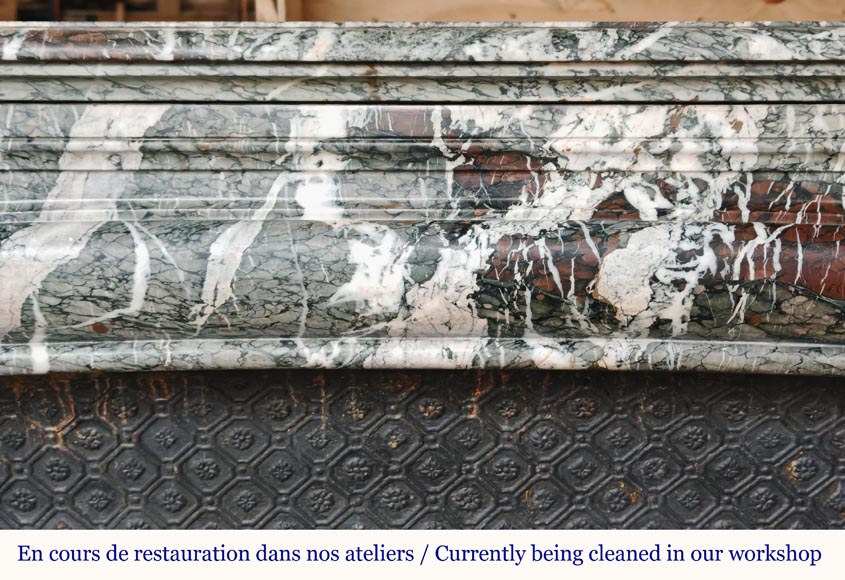Louis XIV style mantel in banded Campan marble - Marble