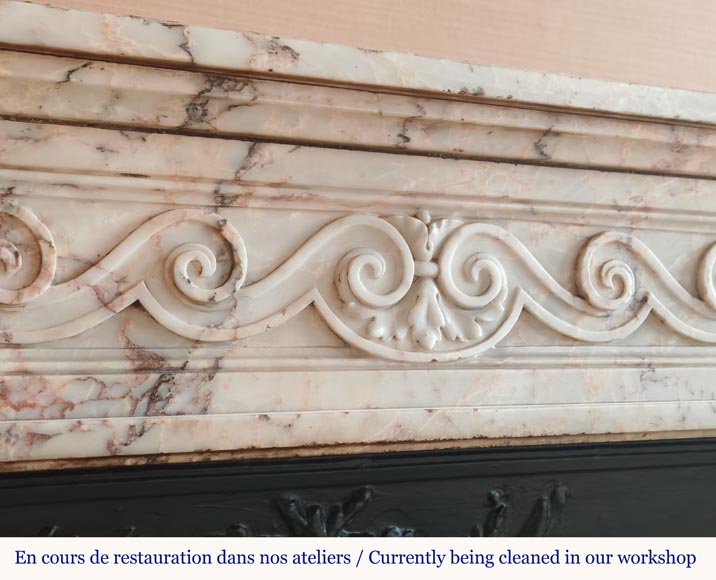 Louis XVI style mantel decorated with a Greek frieze carved in onyx ...