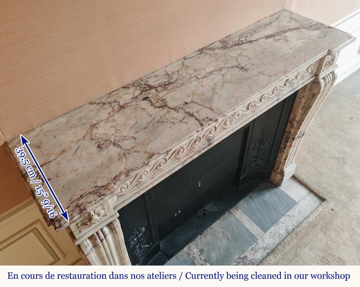 Louis XVI style mantel decorated with a Greek frieze carved in onyx ...