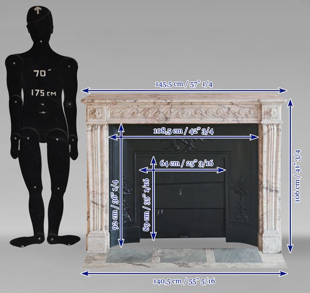 Louis XVI style mantel decorated with a Greek frieze carved in onyx ...