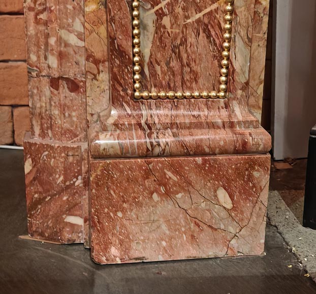 Large Louis XVI style mantel in red breche marble adorned with bronze ...