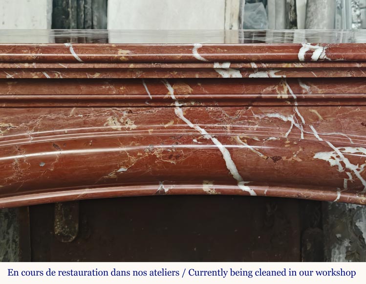 Louis XIV style red marble mantel - Marble
