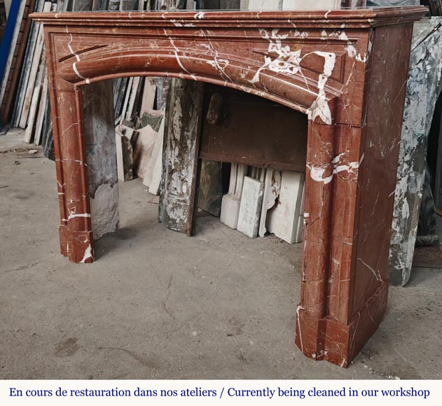 Louis XIV style red marble mantel - Marble