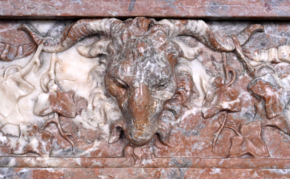 Louis XVI style fireplace in Rouge de Rance marble, 19th century - Marble
