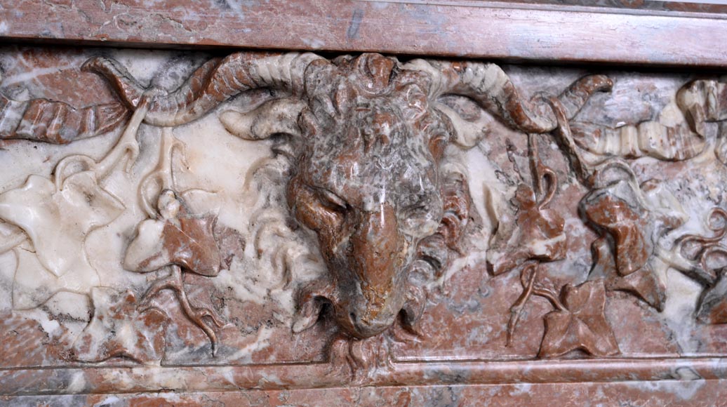 Louis XVI style fireplace in Rouge de Rance marble, 19th century - Marble