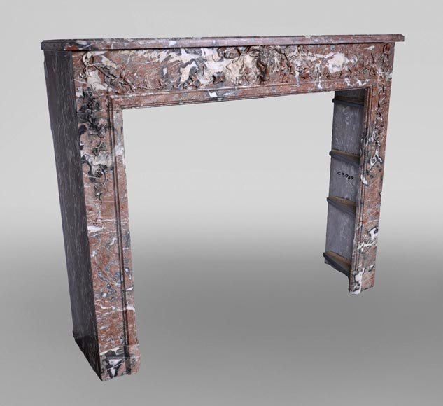 Louis XVI style fireplace in Rouge de Rance marble, 19th century - Marble