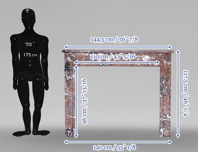 Louis XVI style fireplace in Rouge de Rance marble, 19th century - Marble