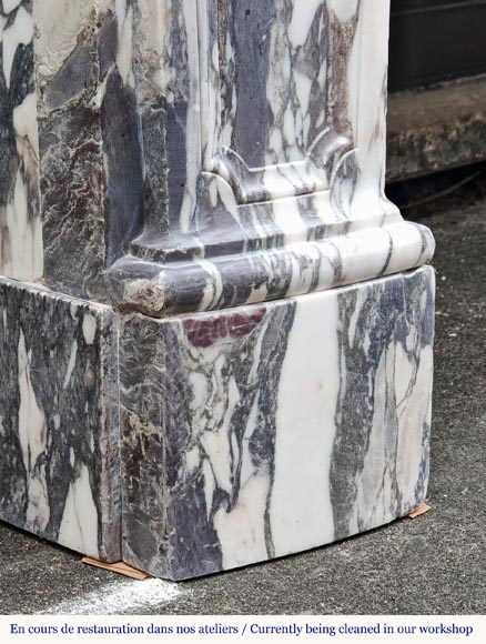 Louis XV style fireplace in Violet Breccia, with a central cartouche ...