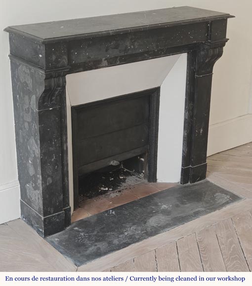 Napoleon III style fireplace, modillion model, in speckled black marble ...