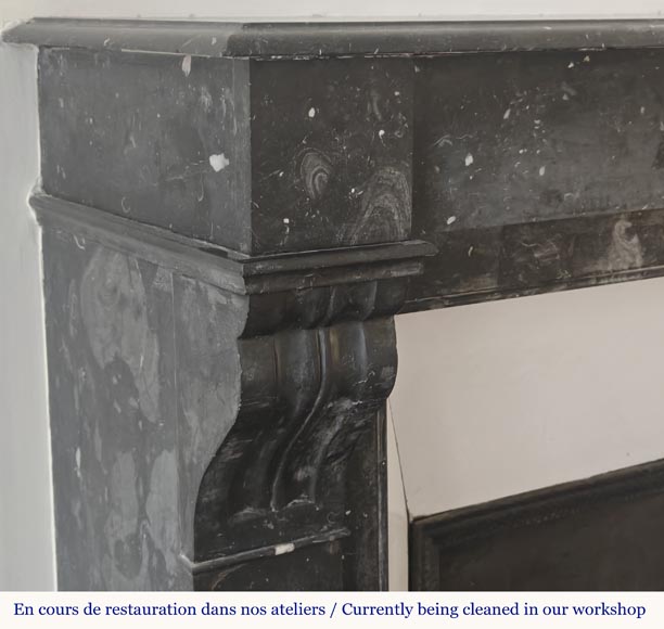 Napoleon III style fireplace, modillion model, in speckled black marble ...