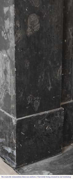 Napoleon III style fireplace, modillion model, in speckled black marble ...