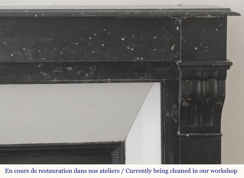 Napoleon III style fireplace, modillion model, in speckled black marble ...