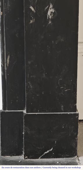 Napoleon III style fireplace, modillion model, in speckled black marble ...