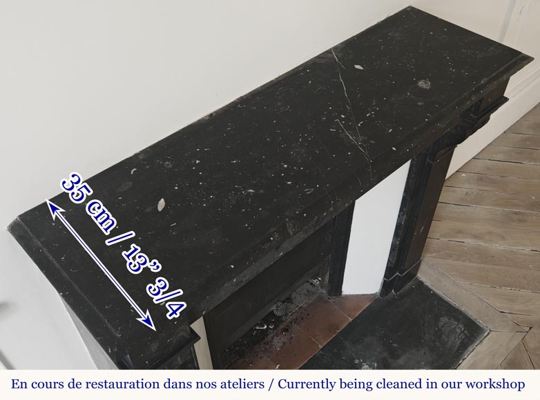 Napoleon III style fireplace, modillion model, in speckled black marble ...