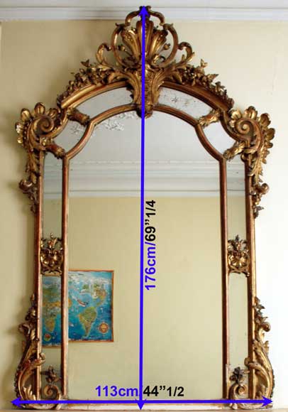 Gilded Trumeau with Rococo décor - Overmantels and mirrors