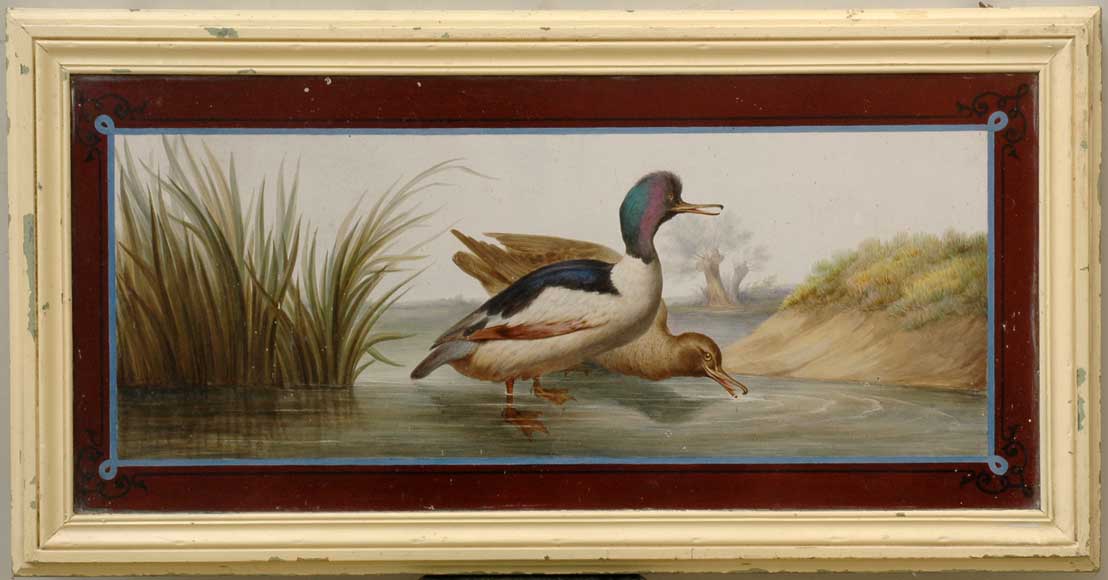 Enameled terra cotta panel with ducks - Decorative panels