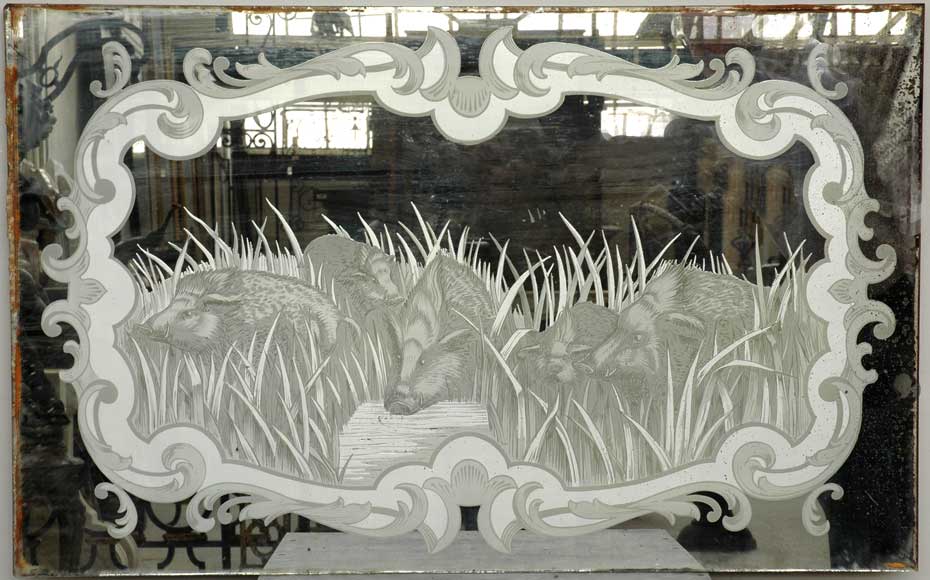 Pair of acid etched Mirrors - Civil and historical