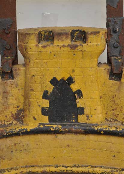 Antique cast iron sign in shape of a castle from the 19th century ...