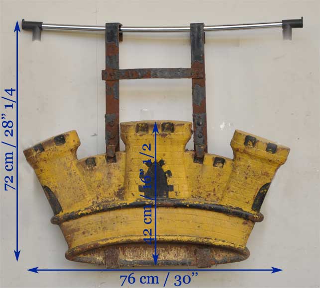 Antique cast iron sign in shape of a castle from the 19th century ...