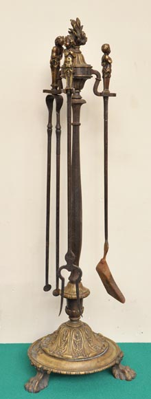 Extraordinary antique Neo-Renaissance style fireplace accessories with ...